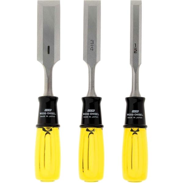 【商品概要】大工道具土木作業・大工用品2016年オレンジブックＫＡＫＵＲＩ　木工用のみ頁掲載ＫＡＫＵＲＩ　木工用のみ角利産業（株）【商品説明】●刃は完全焼き入れ・焼き戻し・本刃を施してあります●ハンドルは樹脂製でハンマーでたたくことが可能で...