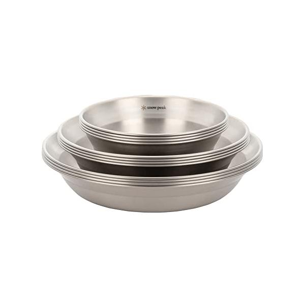 【商品概要】商品サイズ : プレートL/径212×18mm、デッシュ/径209×40mm、ボールL/径180×46mm、ボールM/径141×53mm(各商品サイズ4枚ずつセット)材質 : 0.4mm厚18-8ステンレス本体重量 : 1.76...