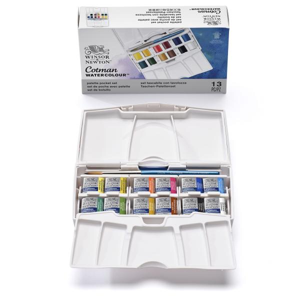 【商品概要】ウィンザー&amp;ニュートン コットマンウォーターカラーアマチュアから、大量の絵具を必要とするプロのアーチストまで満足できる、高品質の水彩絵具です。コットマン ウォーターカラー(CWC)ハーフパン 12色コットマン ブラシ付属...