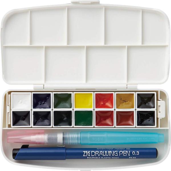 【商品概要】素材<br> 水書筆ぺん:PP、PE、Pes<br> 水書用紙:紙、顔料商品サイズ:16.5cm×2.3cm×8.5cm生産国:日本セット内容:透明水彩、ペン、水筆ぺん、ケース【商品説明】【商品詳細】ブラ...