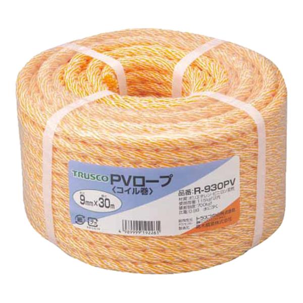 【商品概要】色:黄線径(mm):9長さ(m):30包装形態:バンド掛巻質量(kg):1.28【商品説明】【商品詳細】ブランド：トラスコ中山(TRUSCO)商品種別：産業・研究開発用品商品名：TRUSCO(トラスコ) PVロープ 黄 9mm×...