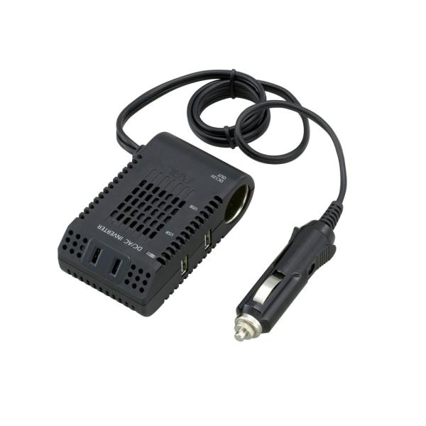 【商品概要】入力電圧:DC12V 出力電圧:AC100V/DC12V/DC5V 定格出力:65W(各出力合計10A以内) 最大出力:80W電源コード長:70cm 出力:AC100Vコンセントx1/DC12Vソケットx1/USBポートx2【商...