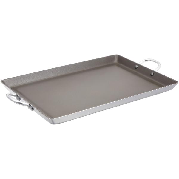 【商品概要】間口×奥行×高さ:450×320×30mm材質:アルミニウム(フッ素樹脂塗膜)色:ブラック素材がアルミニウムなので非常に軽い表面はこびりつきにくいフッ素樹脂加工が施されているので使用後の後片付けもラクラク【商品説明】グリルパン ...