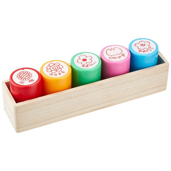 【商品概要】【本体サイズ】29×29×44mm【印面】5種類/合格・はなまる・おめでとう・すばらしい・OKです【仕様】シャチハタタイプの浸透印【インク色】赤※スタンプ台不要【箱仕様】桐箱入り【商品説明】【商品詳細】ブランド：愛商品種別：文房...