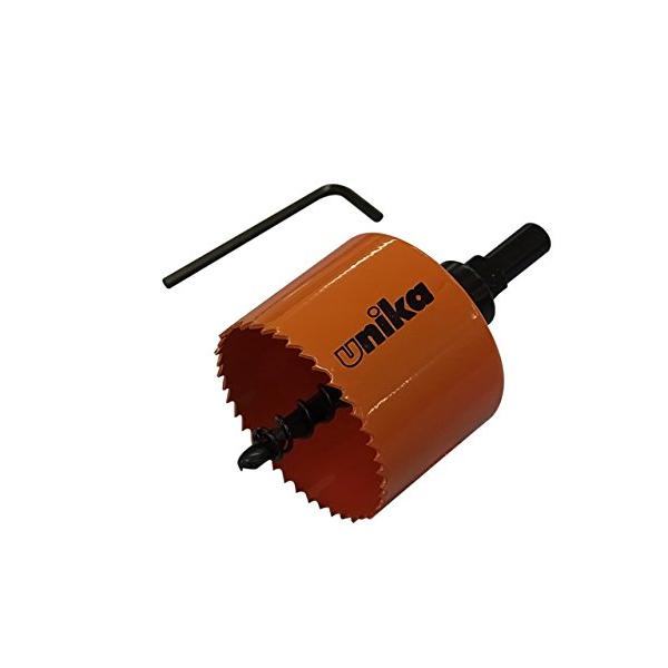 【商品概要】特長１：刃部はバイメタルハイスを使用し、刃厚はわずか１ｍｍ。鋭い切れ味と警戒で快適な作業を実現。特長２：有効深さ３８ｍｍのボディとツバ無し仕様により、被削材の貫通作業が可能。刃先径：５８．０ｍｍ有効長：３８ｍｍ全長：１１２ｍｍシ...