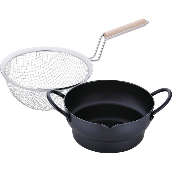 【商品概要】天ぷら鍋(外寸):255×190×102mm、木柄あみ(外寸):350×196×140mm天ぷら鍋:427g、木柄あみ:200g本体:鉄(シリコン樹脂塗装)、フライヤー:18-8ステンレス、ハンドル:木生産国:日本【商品説明】【...