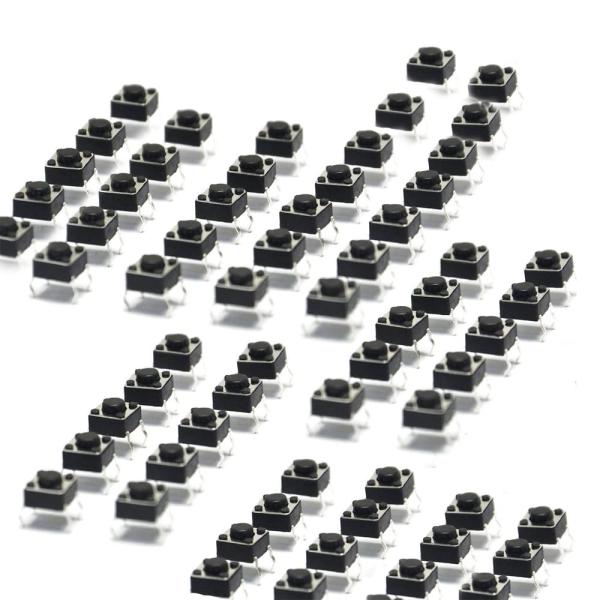 【商品概要】大きさ: 6X6X5mm (ピンの付け根からボタンの先までの高さ約6ミリ)定格負荷:DC12V 0.1 A接触抵抗: < = 0.03Ω色: 黒入数: 100個【商品説明】特徴:<br> 温度範囲を使用する:-...
