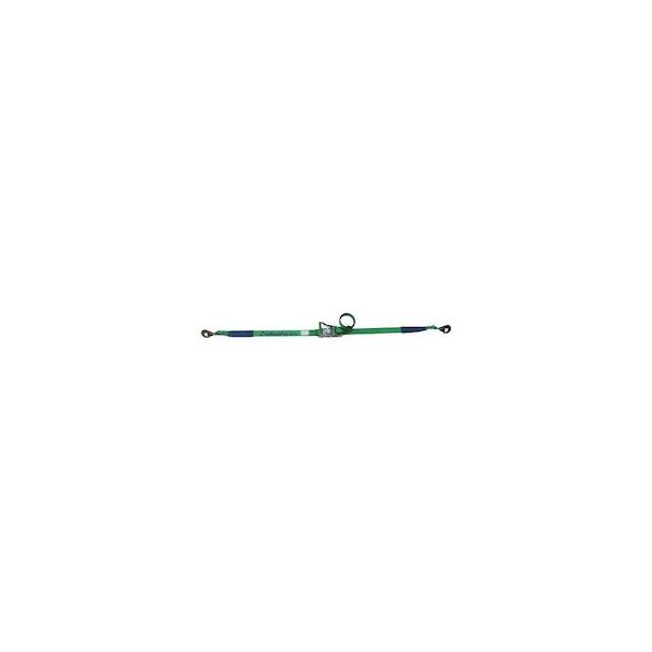 【商品概要】●最大使用荷重(t):1●ベルト長さ(m)巻取側:6●べルト長さ(m)固定側:1●色:グリーン●ベルト寸法(mm)幅×厚み:50×2.0●コーナープロテクター付●バックルシート付●ツイストスナップフックタイプ●ベルト:ポリエステ...