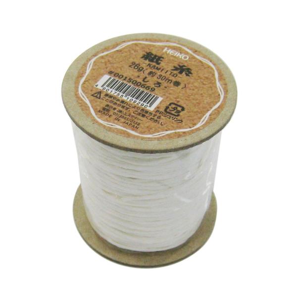 【商品概要】紙を撚って作った糸です。堤札に通して商品タグとしてもお使い頂けます。ラッピングで使えばおしゃれなギフトに。【カラー】白 【材質】クラフト紙【サイズ】幅1mmx長さ30m巻【商品説明】【商品詳細】ブランド：シモジマ(SHIMOJI...