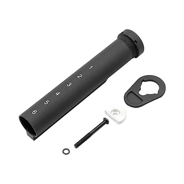 【商品概要】APS製電動ガンM4/M16用金属製ストックパイプ！ バッテリーインタイプ ストックプレート付属６ポジション、ポジションマーキング付き。配線を通すスペースは狭めですので少しヤスリがけで拡張をお勧めします。バッテリースペースを最大...