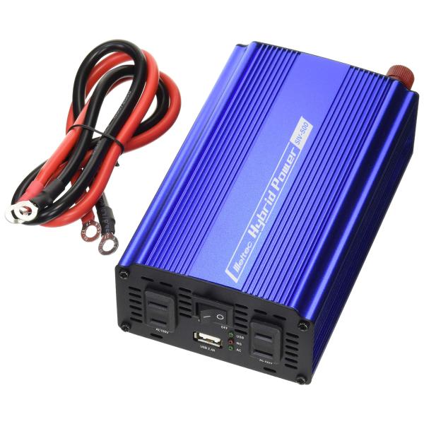 【商品概要】●本体サイズ:約100(W)×56(H)×184(D)mm 重さ:750g●入力電圧:DC12V●出力電圧:AC100V(ACコンセント×2口)●定格出力:450W●最大瞬間出力:500W●変換効率:75%●保護回路(出力停止)...