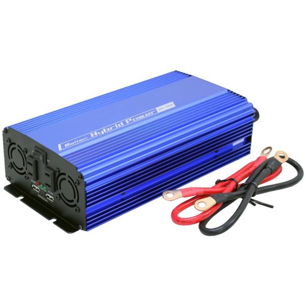 【商品概要】●本体サイズ:150(W)×76(H)×307(D)mm 重さ:1.8kg●入力電圧:DC12V●出力電圧:AC100V(ACコンセント×2口)●定格出力:800W●最大瞬間出力:1000W●変換効率:75%●保護回路(出力停止...