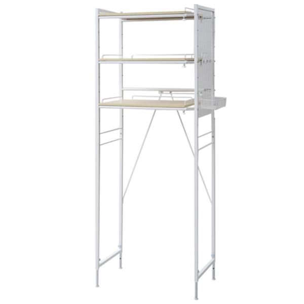 【商品概要】お客様組立品本体サイズ:幅65.5-90.5×奥行40.5×高さ180cm材質:棚板=合成樹脂化粧繊維板(メラミン樹脂)、フレーム=スチール(粉体塗装)原産国:中国耐荷重:全体72kg(うち棚板=各15kg、カゴ=3kg、フック...
