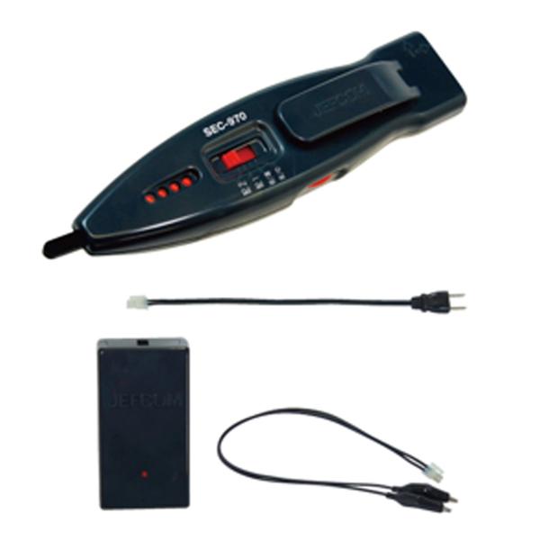 【商品概要】活線状態のブレーカー配線探査に!薄型ブレーカー対応(100V/200V)5つの機能 直接検電・被覆検電・導通・極性・ブレーカー探査機能音と光でわかりやすい感度調整ボリューム付セット内容:活線用受信器、送信器、クリップ付コード、A...