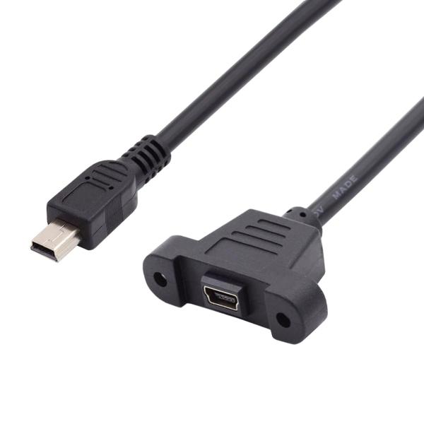【商品概要】パネルマウントタイプ ミニ USB 5ピン オス-メス 延長アダプターケーブル ネジ付き 50cmパネルマウントタイプ。ネジの間隔：28.00mm。5本のワイヤーが内部についています。長さ：0.5m。【商品説明】パネルマウントタ...