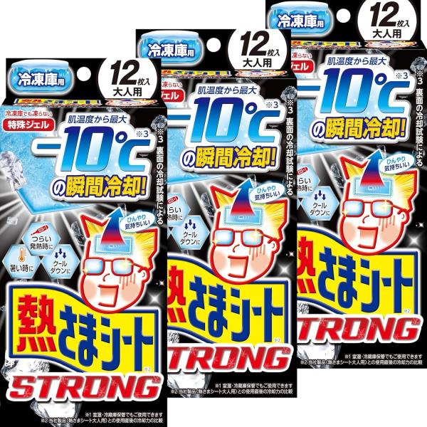【商品概要】冷凍庫で冷やして使う冷却シート強い冷却力を感じたい時に、冷凍庫から出しておでこに貼り付ける冷凍庫でも凍らない特殊ジェルなので、おでこにピタッと密着し強く冷やせる12枚入×3個(計36枚)【こんな時にもおすすめ】頭痛の時に、日中の...