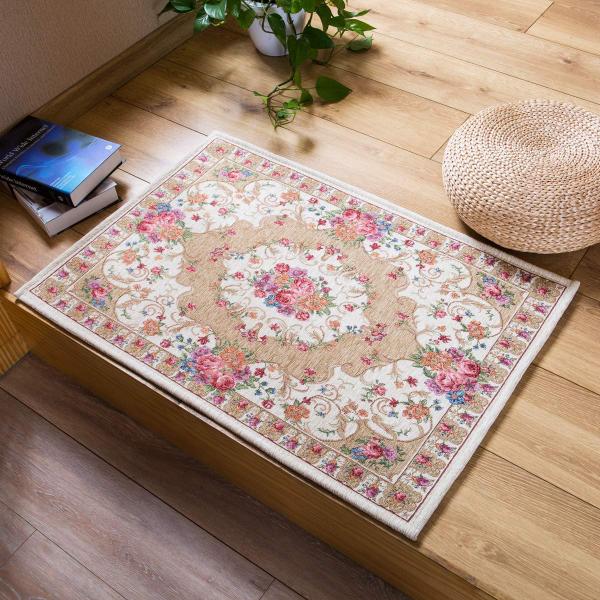 【商品概要】★ サイズ：50x80cm 二重織り 端部の厚み：10mm 平織り平面の厚み：5mm 表地：ポリエステル95％ コットン：5％ 裏地：ポリエステル100％（滑りにくい加工） 機能：デコレーション、滑り止め、防音、吸水、保温、抗菌...