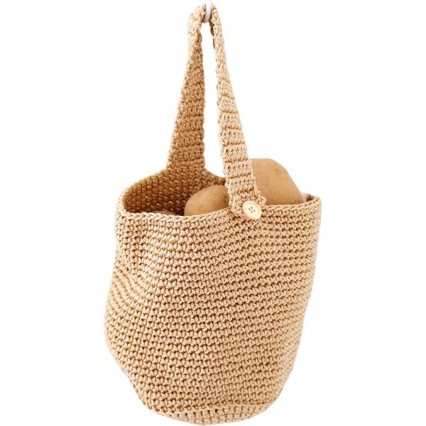 【商品概要】サイズ：約32cm×16cm×16cm素材：ポリプロピレン100％原産国：中国いも類は日に当たると芽をだしてしまうので、日に当たらないように常温で保存するのがおすすめです。つるす（じゃがいも・さつまいも用）は、通気性がよく光をさ...