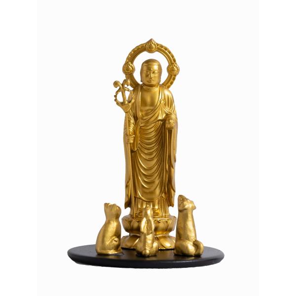 【商品概要】シリーズ：守護尊(高岡銅器)本体サイズ：高さ7.5×幅5.3×奥行5.3cm　重さ：120ｇ材質：合金製　金色塗装仕上げ　【高岡銅器/日本製◆製品内容：本体　化粧箱入◇（動物達の守護尊）　こちらは金属製の国産鋳造仏です。ペット供...