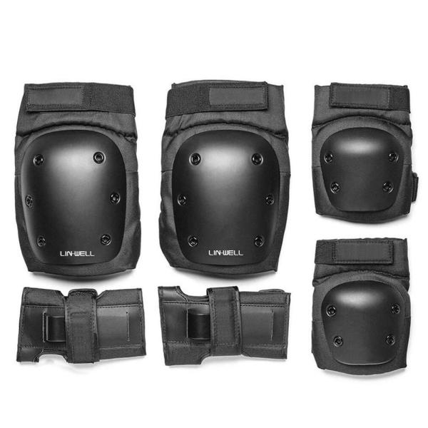 【商品概要】セッド内容:リストガード（手首）×2、 エルボーパッド（肘）×2、 ニーパッド（膝）×2このパッドを装着したらよくある手首の捻挫、骨折、肘の強打などのハイリスクからリスクを軽減でるので、初心者、子供、女性の方,男性の方におすすめ...