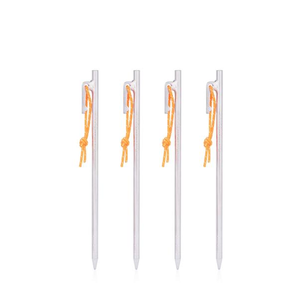 【商品概要】【製品仕様】：材質：チタン合金、サイズ：約 24cm（長さ）x 0.8cm（直径）、重量：約57.8g/本【セット内容】チタン製ペグ（24cmペグ）×4本、収納袋ｘ１点?【軽量で強力なチタン製ペグ】：チタン合金製で軽量かつ高強度...