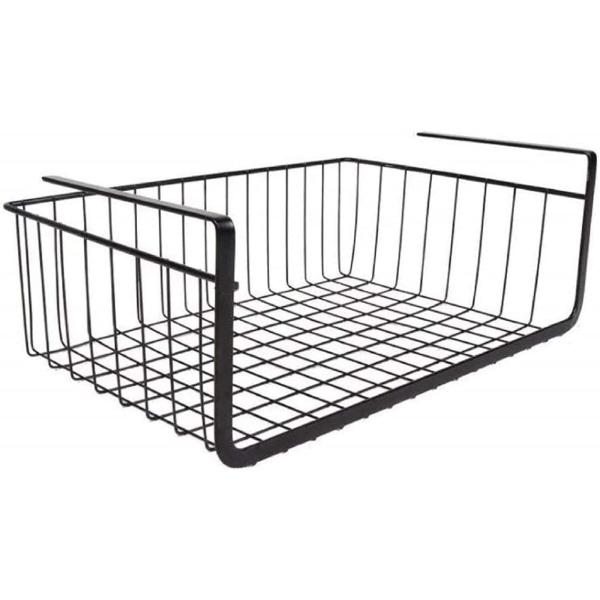 【商品概要】【商品仕様】サイズ：41*26*14.5cm。カラー：ブラック。耐荷重：約5kg。表面処理：焼付け塗装。厚さ3cm以内の吊戸棚の底板などに差し込んで使えます。【優れた耐久性ラック】存在感がありつつも、シンプルなデザインは周囲にも...