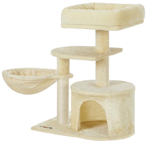 【商品概要】【初めのタワーにピッタリ】ステップしやすく作られた段差は子猫やジャンプ力の弱い子にも簡単に登られ、運動不足やストレス解散に大変お役に立ちます。且つ支柱は全面麻紐で、思う存分ガリガリできます【遊べるポイント満載】フワフワの広い見晴...