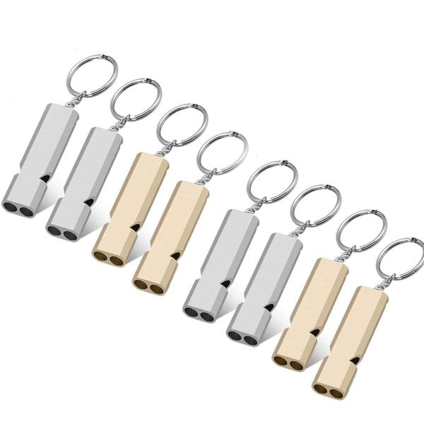 【商品概要】【仕様】笛のサイズ-5.5cm*1.5cm*0.8cm【材質＆デザイン】6063アルミ合金製なので耐久性に抜群、キーリング搭載で、キーホルダーとして持ち運んでもオシャレなデザインです。【大音量】最大デシベルは120 dbで、軽く...