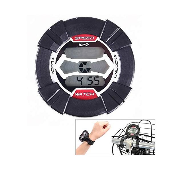 【商品概要】メーター本体を左に回すことでブラケット(台座)から取り外すことが可能。<br>付属の時計バンドにもワンタッチで取り付けることができます。<br>自転車に乗っているときはスピードメーターとして、自転車に乗ら...