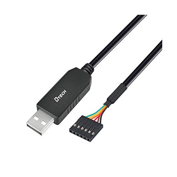 【商品概要】FTDIのUSB-TTLシリアルコンバータケーブルです。見た目はコネクタが付いたUSBケーブルですが、USB-Aコネクタ部分にFT232RLが内蔵されています。基板上にピンヘッダを用意するだけで、PCとのシリアル通信が可能となり...
