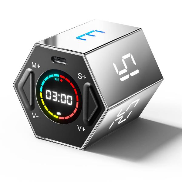 【商品概要】【クリエイティブキューブデザイン】: Ticktimeタイマーには6つのプリセットタイミングモジュール、3/5/10/15/25/30分があります。 左右を自由にフリップして対応する期間のカウントダウンモードに素早く切り替えるこ...