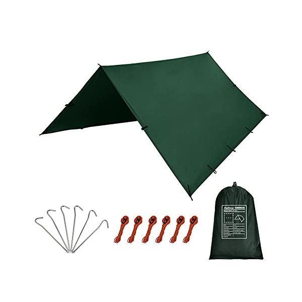 【商品概要】【様々なシーンで活躍】：登山、キャンプ、釣り、旅行、パーティーなどに最適です。タープを広げ、床に敷いてピクニックマットとしても使えます。釘やロープを使って日よけや雨よけにすることもできる。【高い耐水性能】210T防水ポリエステル...