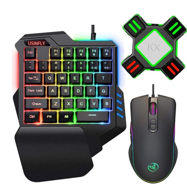 【商品概要】??【これ１セットでゲームを始める！】RGB片手キーボード、RGBマウスと専用コンバーター、Type-Cアダプタがセットしています。製品とご愛用のゲーム機の適合性を心配する必要がなくなります。他の不適切なコンバーターを買って、無...