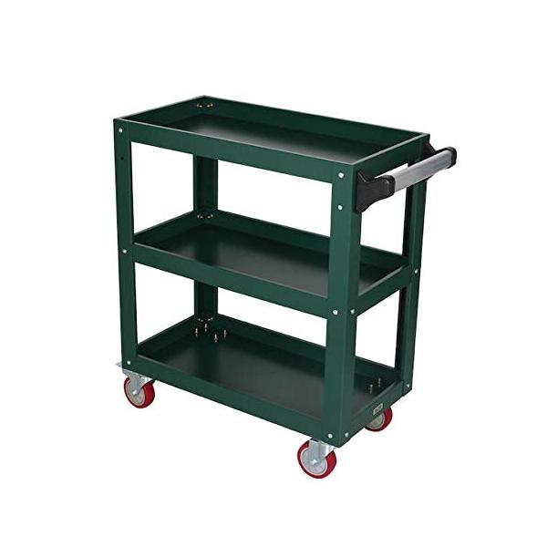 【商品概要】サイズ : 高さ830×幅790×奥行370mm、トレイ : 675mm×340mm×50mm・カラー : ダークグリーン材質 : スチール、ABS樹脂、アルミニウム、キャスター : PVC原産国 : 中国仕様 : 組立式、粉体...