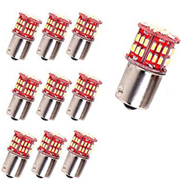 【商品概要】ソケット： S25 BA15S/P21W 1156 兼用 シングル球, LEDチップ：54連 3014SMD,電圧：DC12V~24V,発光色：ホワイト6000K,セット数：10個,パッケージ：帯電防止袋。54個の高輝度LEDを...