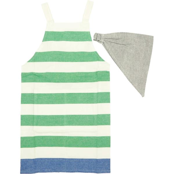 【商品概要】キッズサイズの可愛いエプロン。三角巾付きで学校の調理実習にもぴったりです。別売りで大人用サイズも販売しています。親子お揃いで家事や料理を楽しくしませんか？サイズ：130-140cm品質：綿100％生産国：インド【商品説明】【商品...