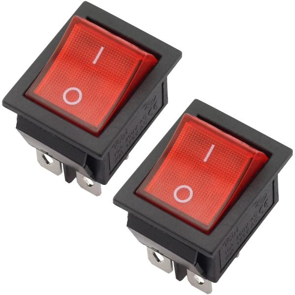【商品概要】回路: DPST, オン-オフ（ON-OFF）定格: 125VAC/20A 250VAC/16Aアクチュエータタイプ : 照光型 - 赤パネル加工寸法: 長方形 - 31x25mm実装タイプ: パネルマウント、スナップイン、4 ...
