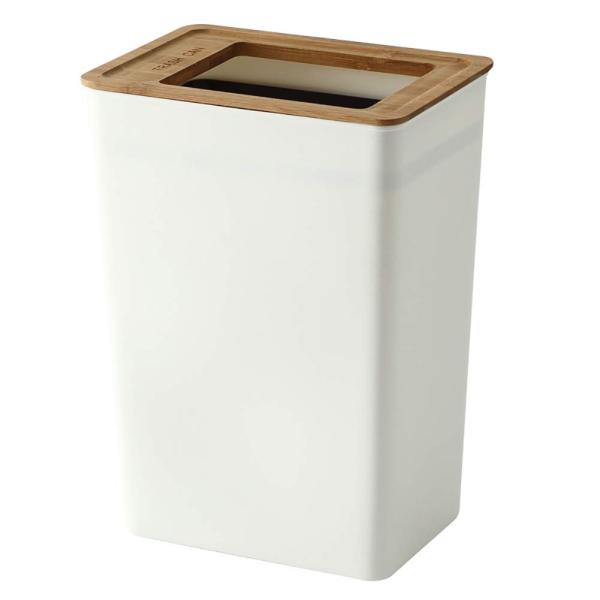 【商品概要】サイズ：23x16x32cm　重量：600g ボリューム :９L 素材：プラスチック＋天然木のフタシンプル且つスタイリッシュなデザインで、ゴミ箱も部屋のインテリアになります。ゴミ袋をゴミ箱の中に隠れることができて、もっと清潔に見...