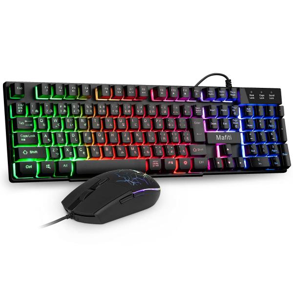 【商品概要】【キーボードマウスセット】106キー日本語配列、取り外し可能なキートップ、耐久性と触覚フィードバックを向上させる特殊キーを採用し、RGB バックライトキーボードとマウスを備えている機能的なセットです。キーボードは、ゲーミングやオ...