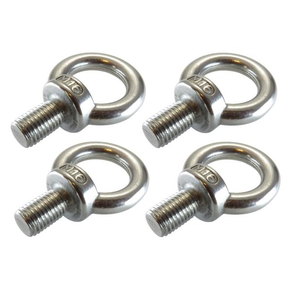 【商品概要】便利な4本入りセット品です。参考使用荷重 470kgf（垂直荷重）耐食性に優れるステンレス製（SUS304）です。リングの穴にワイヤー、鎖などを通して吊り上げ、降ろし作業などにご使用ください。ネジはメートル並目です。【商品説明】...