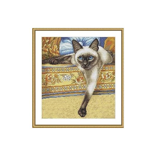 【商品概要】Siamese Cat, Blue eyed Cats counted cross stitch kits 14目, シャム猫、クロスステッチキット 90x150 ポイント、16x26cm 猫 クロスステッチ4目, シャム猫、ク...