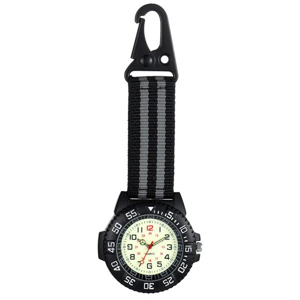 【商品概要】仕様：カラビナ キーホルダー時計、夜光、ベルクロ、アナログ表示、1ATM防水、クオーツ、男女兼用、24H時計、ナイロンベルト【適用場合】シンプル・カジュアルなデザイン、日常通学、通勤ではなく、登山、スポーツ、遠足、ランニングなど...