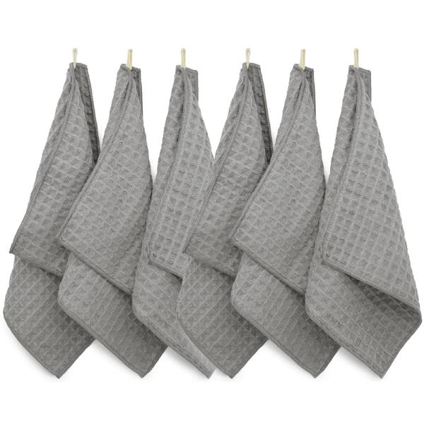 【商品概要】【キッチンタオルの仕様】サイズ：約29×29cm　重さ：約30ｇ（1枚あたり） 材質：テトロン80％＋ナイロン20％ カラー：４色展開（ホワイト&amp;グレー&amp;ブルー&amp;ピンク）【吸水 厚手】キッチンタオルは吸水...