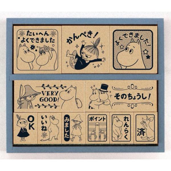 【商品概要】ムーミン谷のなかまたちのスタンプが11個も入ったセット。3種類のサイズです。側面にプリント入りの木製収納BOXに入ったスタンプ。持っているだけでも楽しめます。【捺印サイズ・入数】30×30mm/3個、20×45mm/2個、20×...