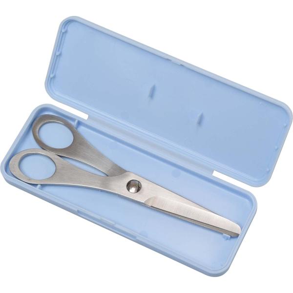 【商品概要】【サイズ(約)】幅5×厚み0.5×長さ15.5ｃｍ（刃渡り：5.8cm）　【カラー】シルバー　【セット内容】ハサミ×1、ケース×1　【材質】ハサミ：ステンレススチール鋼、ケース：ABS樹脂　【生産国】中国　【食べやすいサイズに楽...