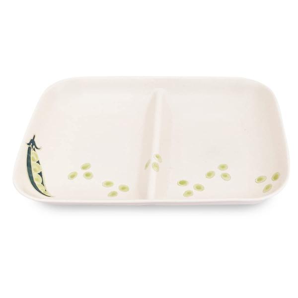 【商品概要】材質：磁器（食器洗い機使用可能、食器乾燥機使用可能）、電子レンジ対応サイズ（約）：角仕切皿 22x15.5x3.2cm重量（約）：角仕切皿 275gおしゃれな器で有名な波佐見焼です。1プレートで2品♪洗い物も減って◎重なりも良い...