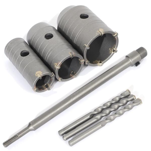 【商品概要】【3サイズコンクリートドリルセット】直径30〜50mm お得な3サイズ（30mm 40mm 50mm）、35cmロングシャフト、センタードリル付き。【使用頻度の高い3サイズセット &amp; 350mmロングシャフト】使用頻度の...