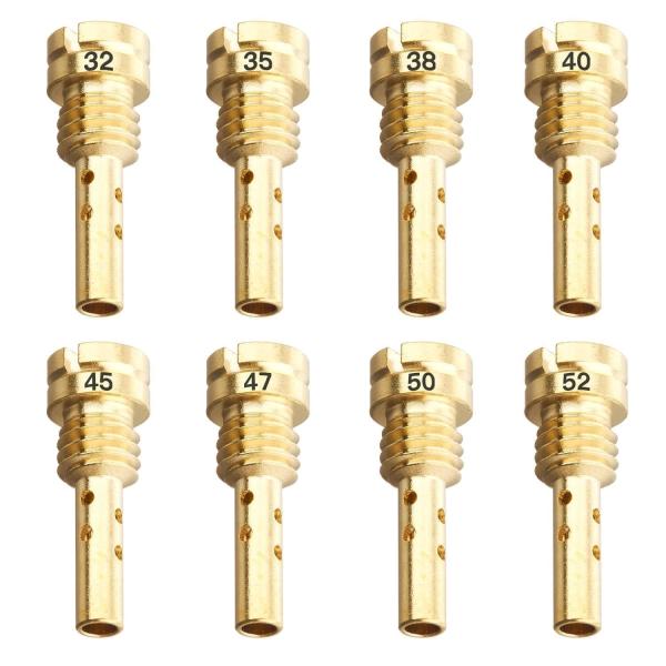 【商品概要】【パイロットジェット詳細】 本品はパイロットジェット8サイズ（#32/#35/#38/#40/#45/#47/#50/#52）を1つずつ含む合計8個のセットです。15×5.4mmの規格で設計され、エンジンのレスポンス改善と燃料霧...