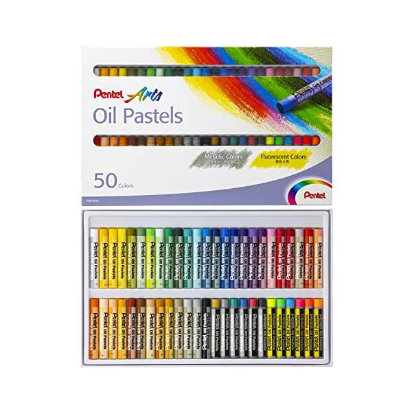【商品概要】【特長】濃くあざやかな発色のオイルパステル【カラー】50色【1本あたりサイズ】直径 約9mm × 長さ 約60mm【商品説明】【商品詳細】ブランド：ぺんてる商品種別：ホビー商品名：ぺんてる オイルパステル 50色 メタリック6色...