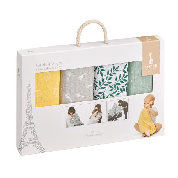 【商品概要】【特徴】新生児の赤ちゃんの毎日に便利な小さく、使いやすいミニサイズのスワドル4枚セットです。授乳時のバープクロスや外出時にも便利です。持ち運びにも最適で、かわいいソフィーとソフィーのおともだちがワンポイントのスワドルです。【素材...